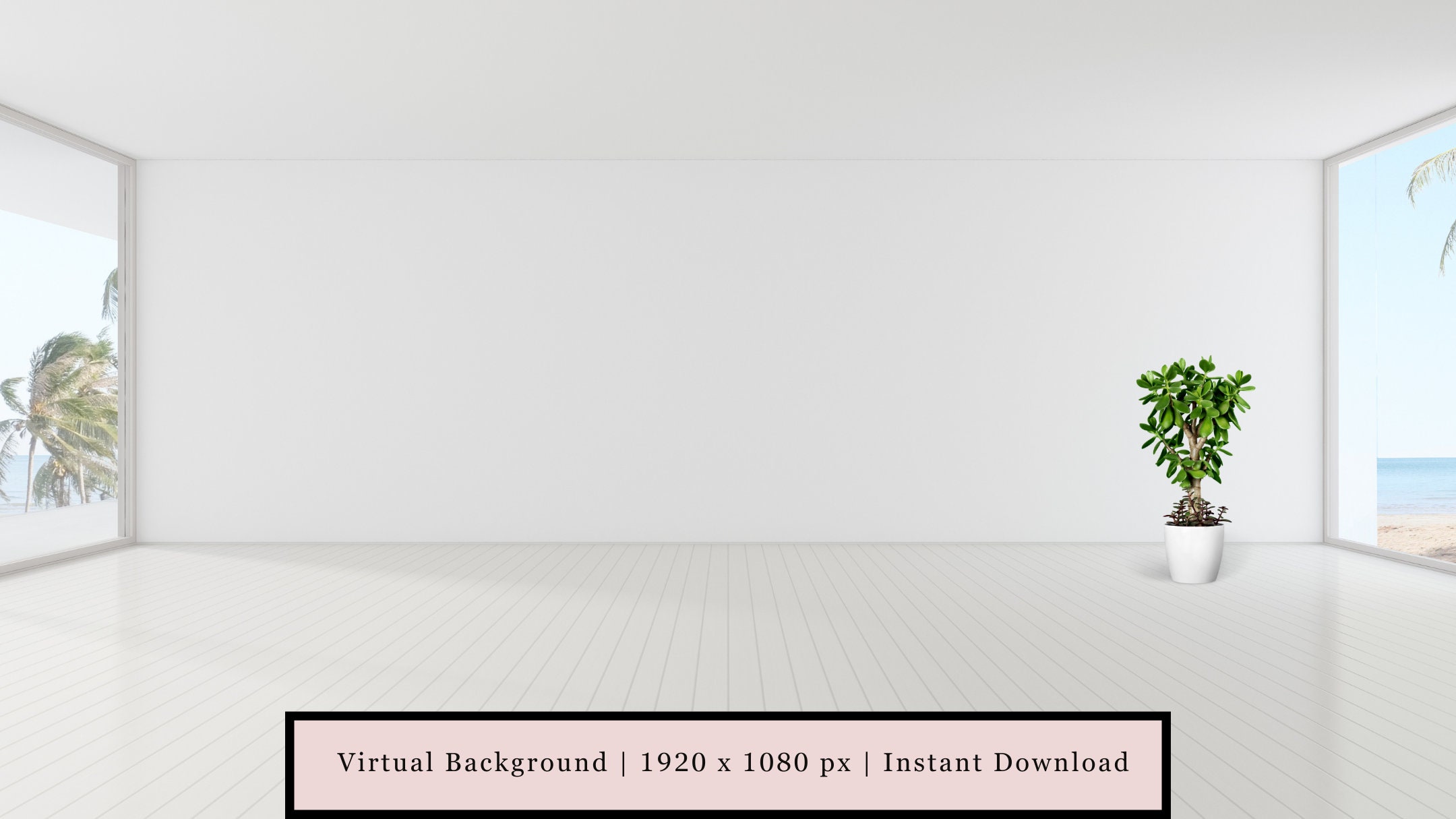 Minimalist White Zoom Background Home Office, Professional Virtual ...