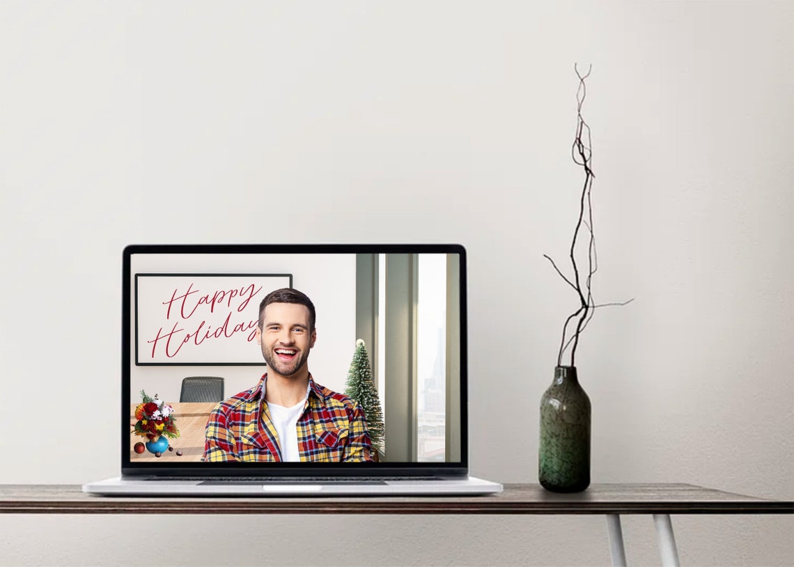 Happy Holidays Home Office Zoom Background, Zoom Christmas Background ...