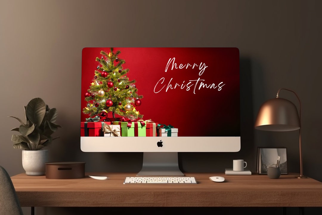 Merry Christmas Virtual Backdrop, Christmas Tree Digital Download Zoom ...