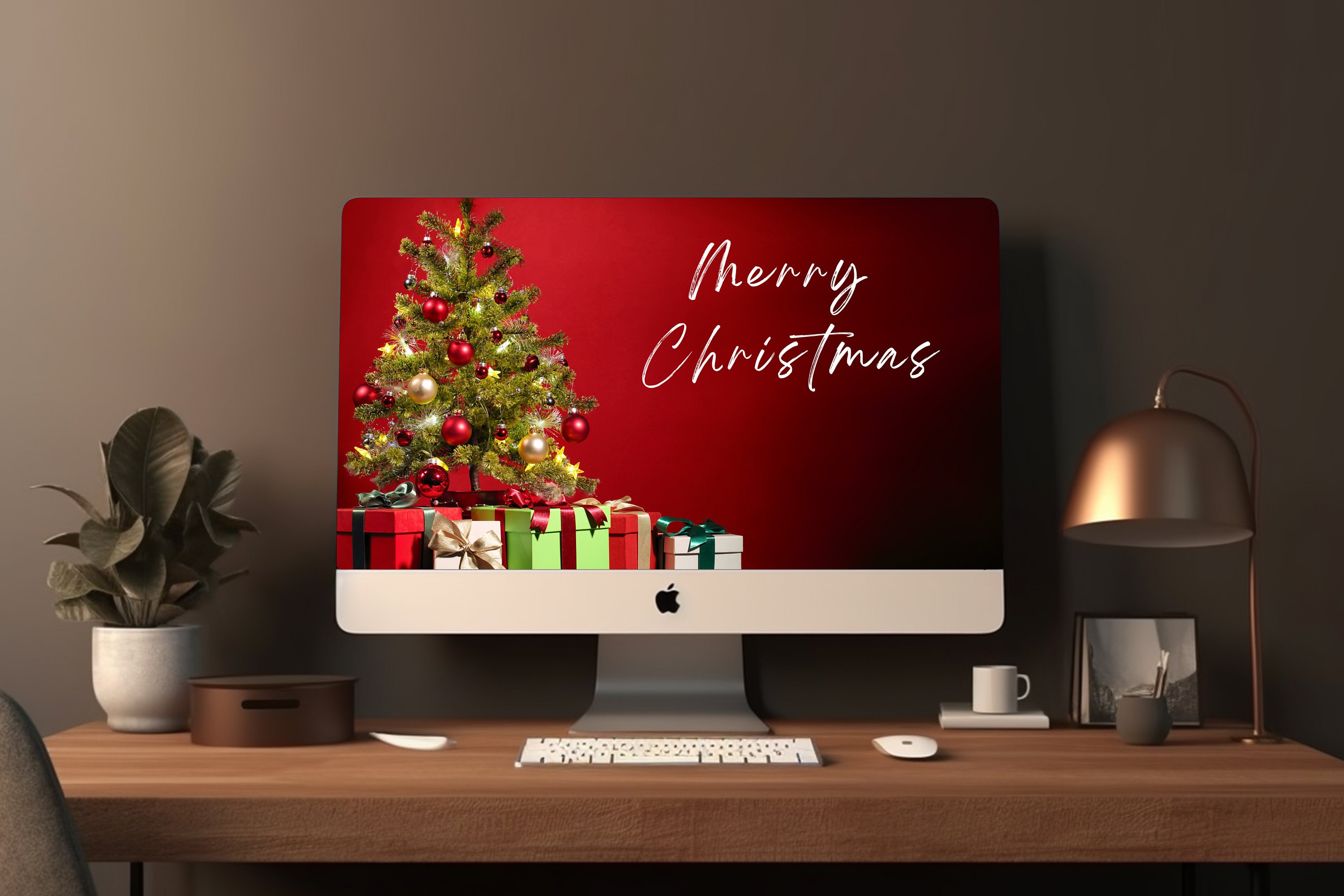 Merry Christmas Virtual Backdrop, Christmas Tree Digital Download Zoom ...