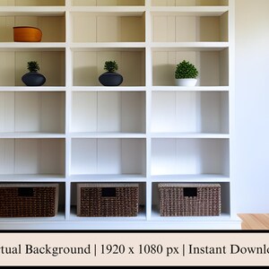 Zoom Background White Bookshelf, Home Office Zoom Meeting Backdrop ...