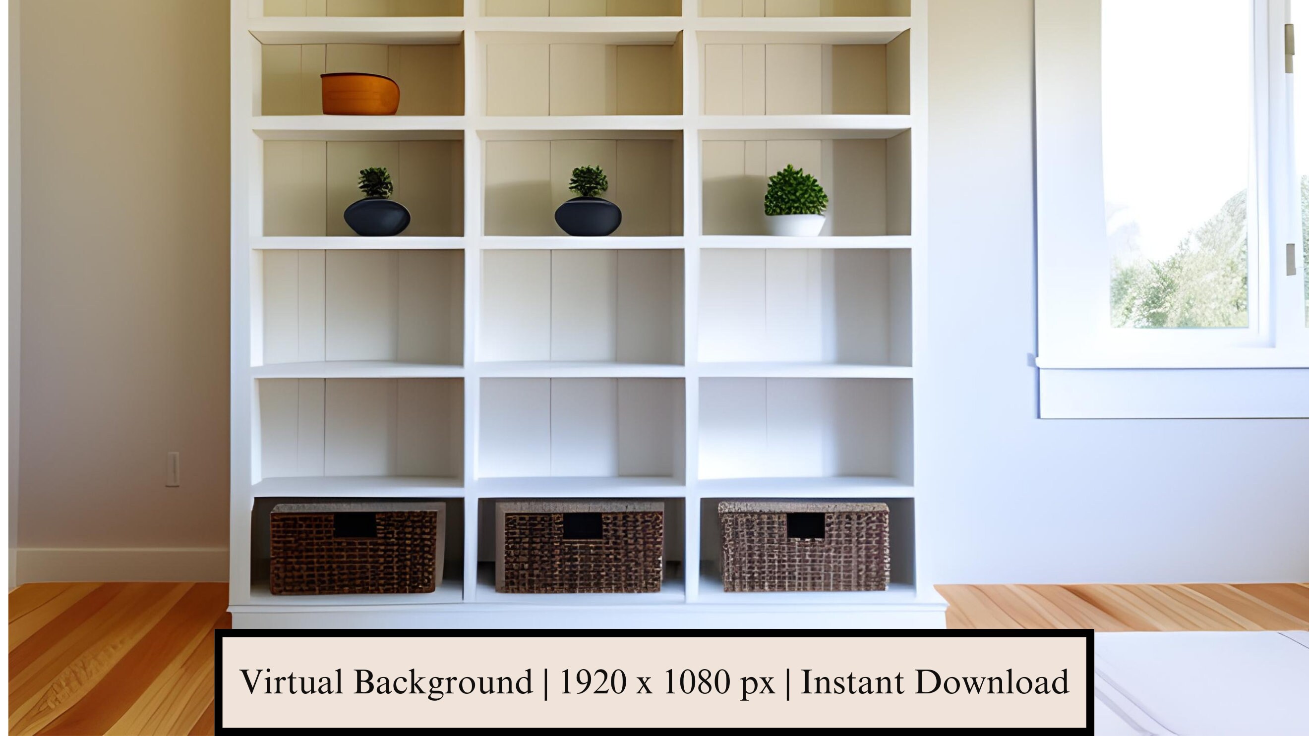 Zoom Background White Bookshelf, Home Office Zoom Meeting Backdrop ...