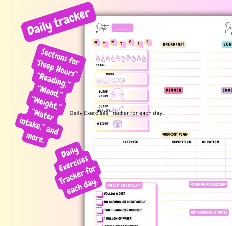 75 Day Challenge Tracker , Simple&easy to Use Daily 75 Soft Challenge ...
