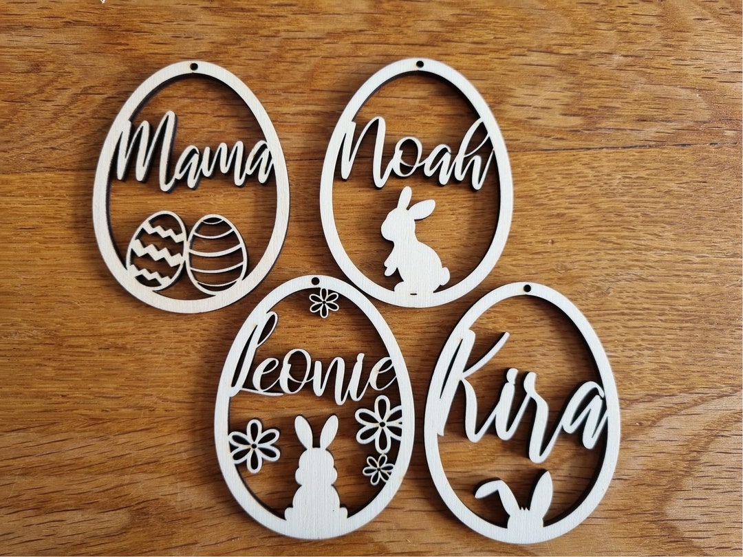 Personalized Wooden Easter Pendants for Easter Baskets or Easter Bushes ...