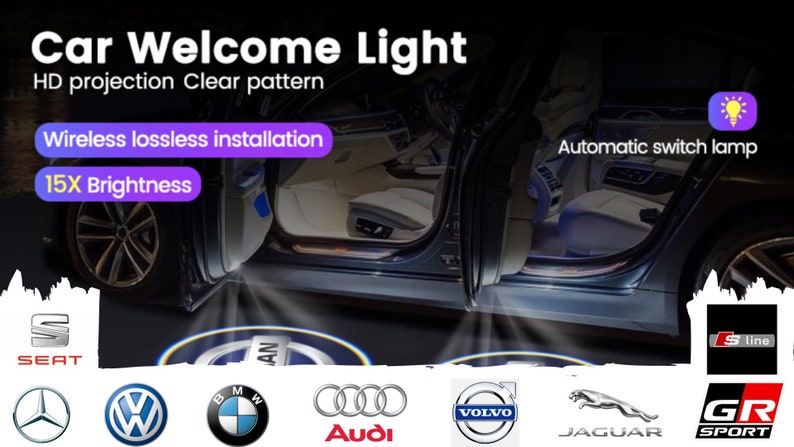 Custom LED Projector Door Lights: Personalized Car Logo & Text, Perfect ...