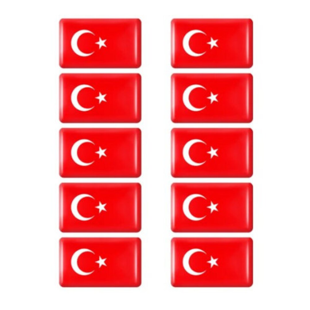 Turkey Flag 3D Epoxy Gel Decals Set of 10 Car Badge Emblem Stickers for ...