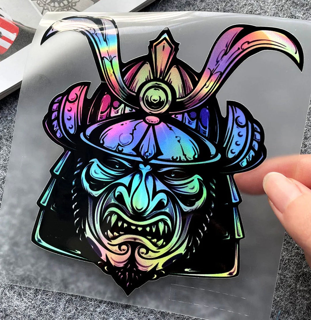 Laser Rainbow JDM Samurai Warrior Demon Motorcycle Stickers Decor Motor ...
