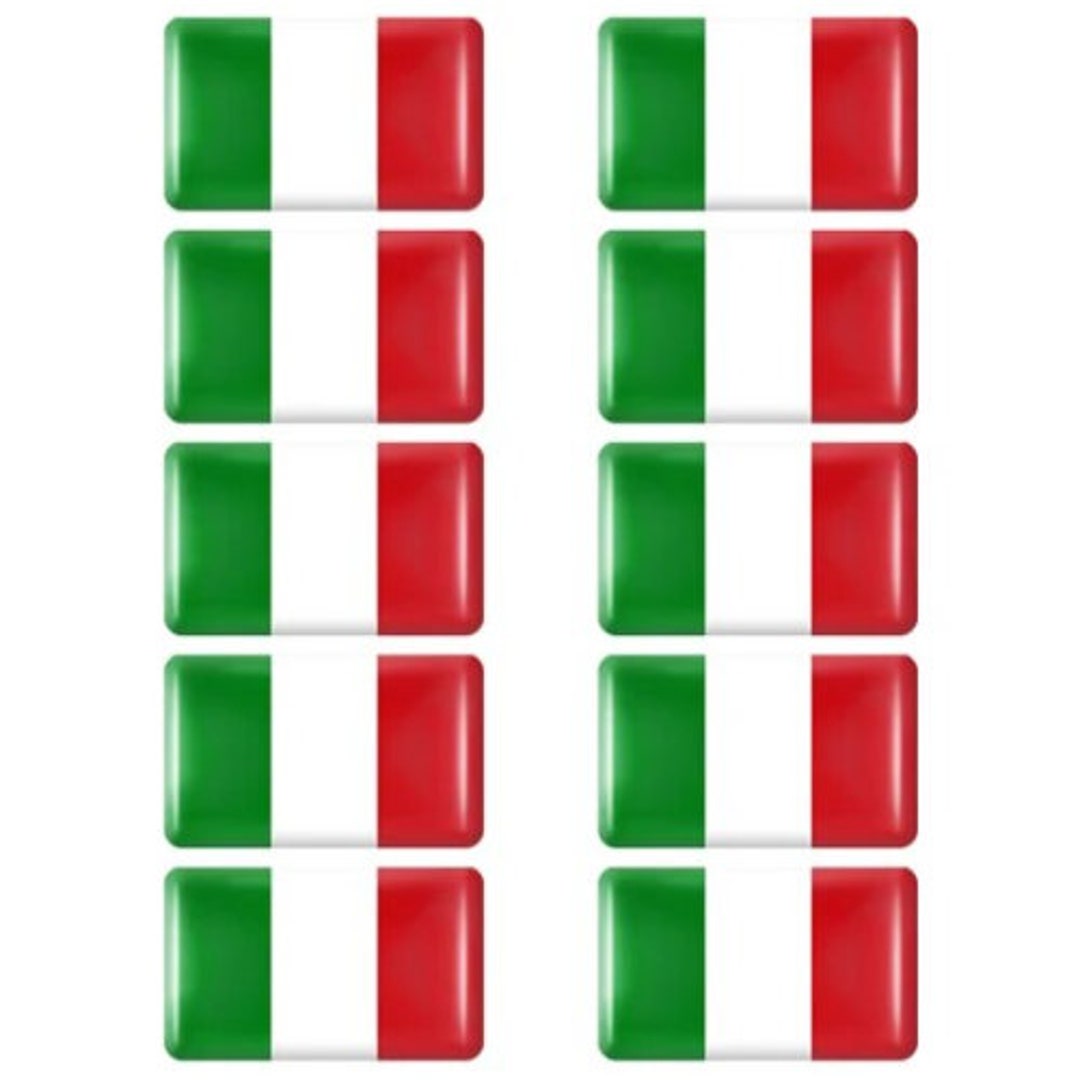 Italy Flag 3D Epoxy Gel Decals Set of 10 Car Badge Emblem Stickers for ...