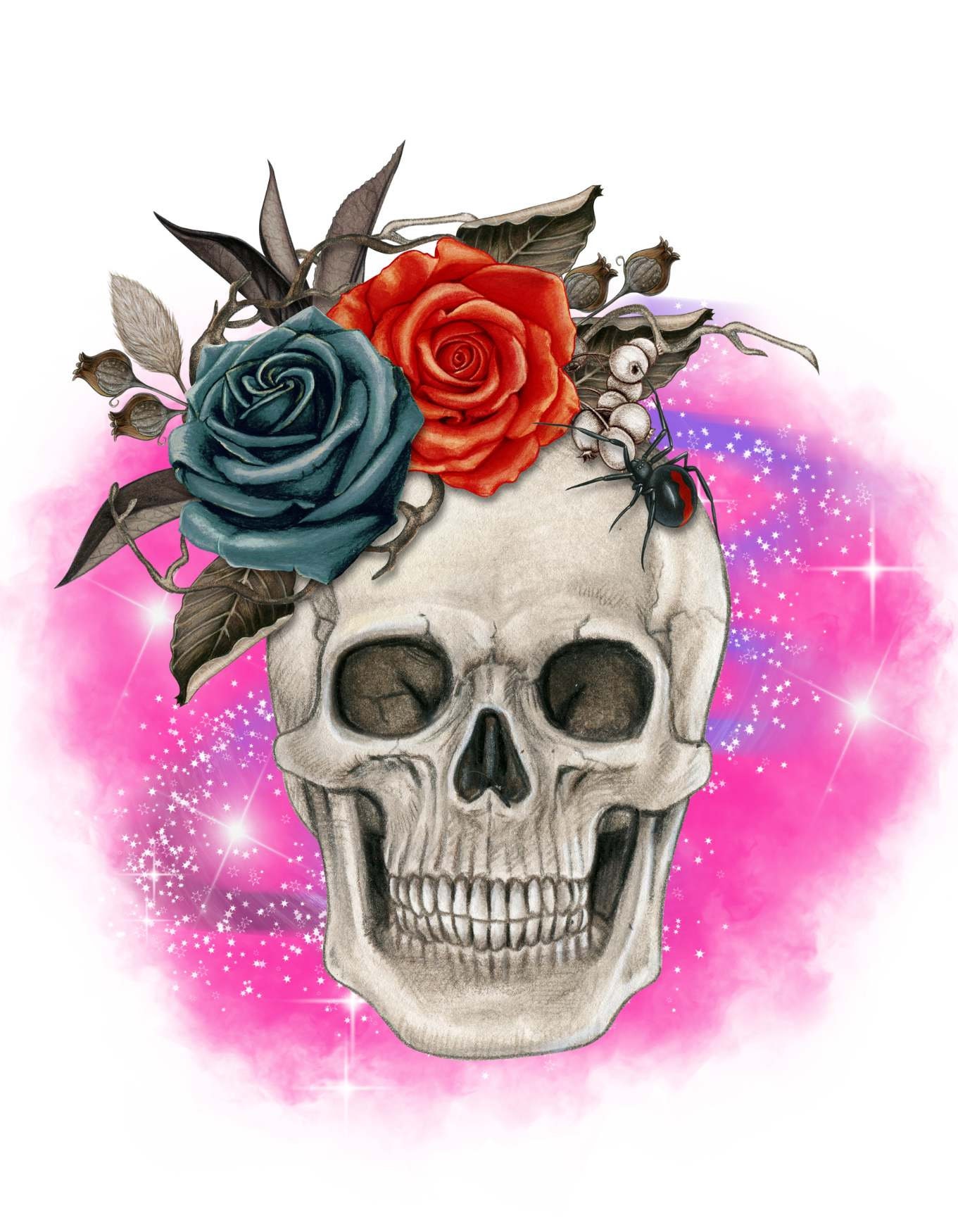 Skull With Roses - Etsy