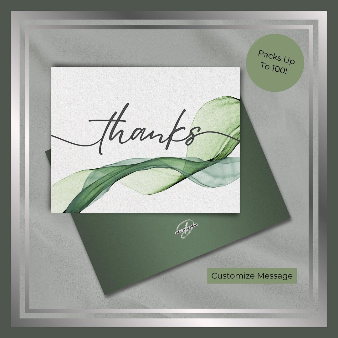 Custom Thank You Notes Sage Green Stationery Modern Personalized Cards ...