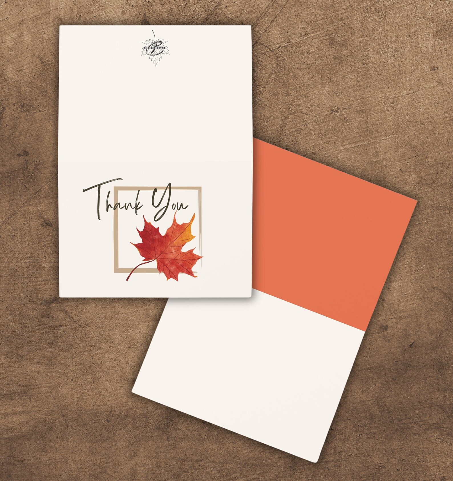 Autumn Maple Leaf Notecard Thank You Card With Fall Watercolor Art ...