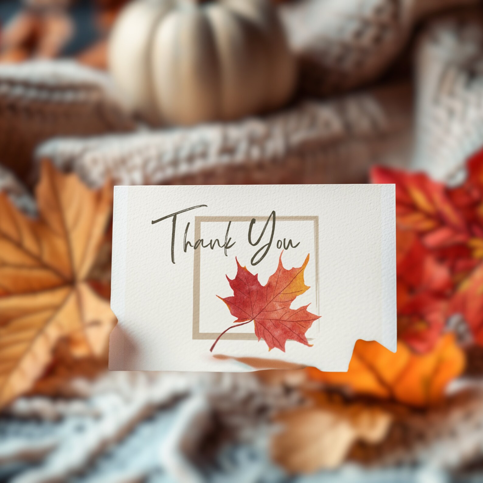 Autumn Maple Leaf Notecard Thank You Card With Fall Watercolor Art ...