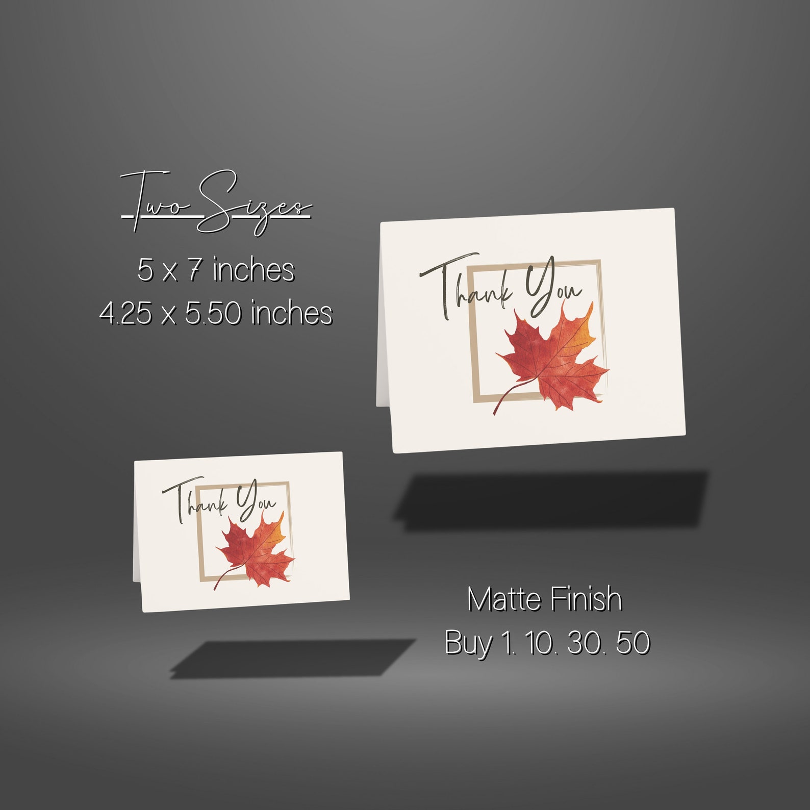 Autumn Maple Leaf Notecard Thank You Card With Fall Watercolor Art ...
