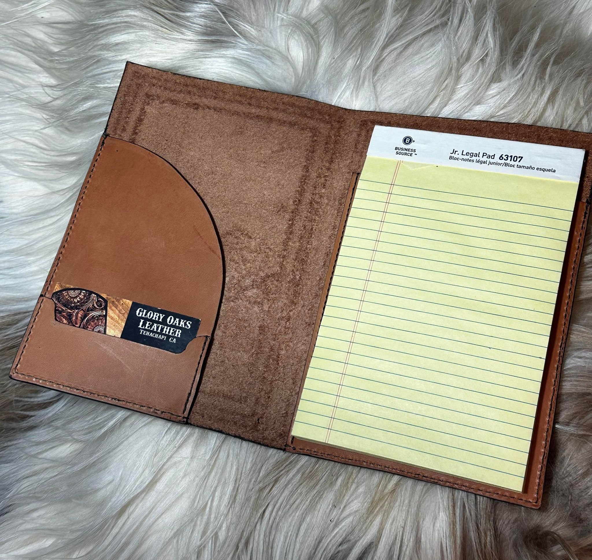 Mini Padfolio-all Leather Hand Carved Sunflower With Tooled Rope Border ...