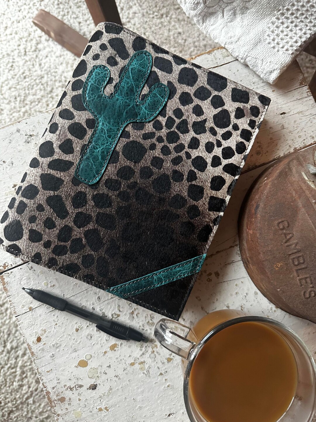 Planner-cheetah Print Cowhide 2024 Big Daily Planner With Turquoise ...