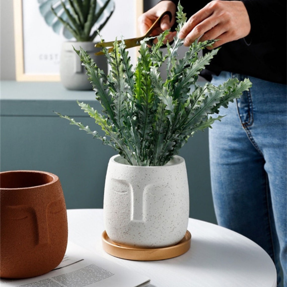 Ceramic Head Planter-indoor Face Planter-face Pot Small Face Planter ...