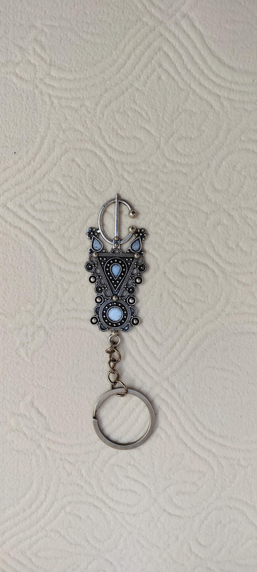 Berber Amazigh Fibula Keychain, Tuareg Tribal Pendant Key Ring, Silver ...