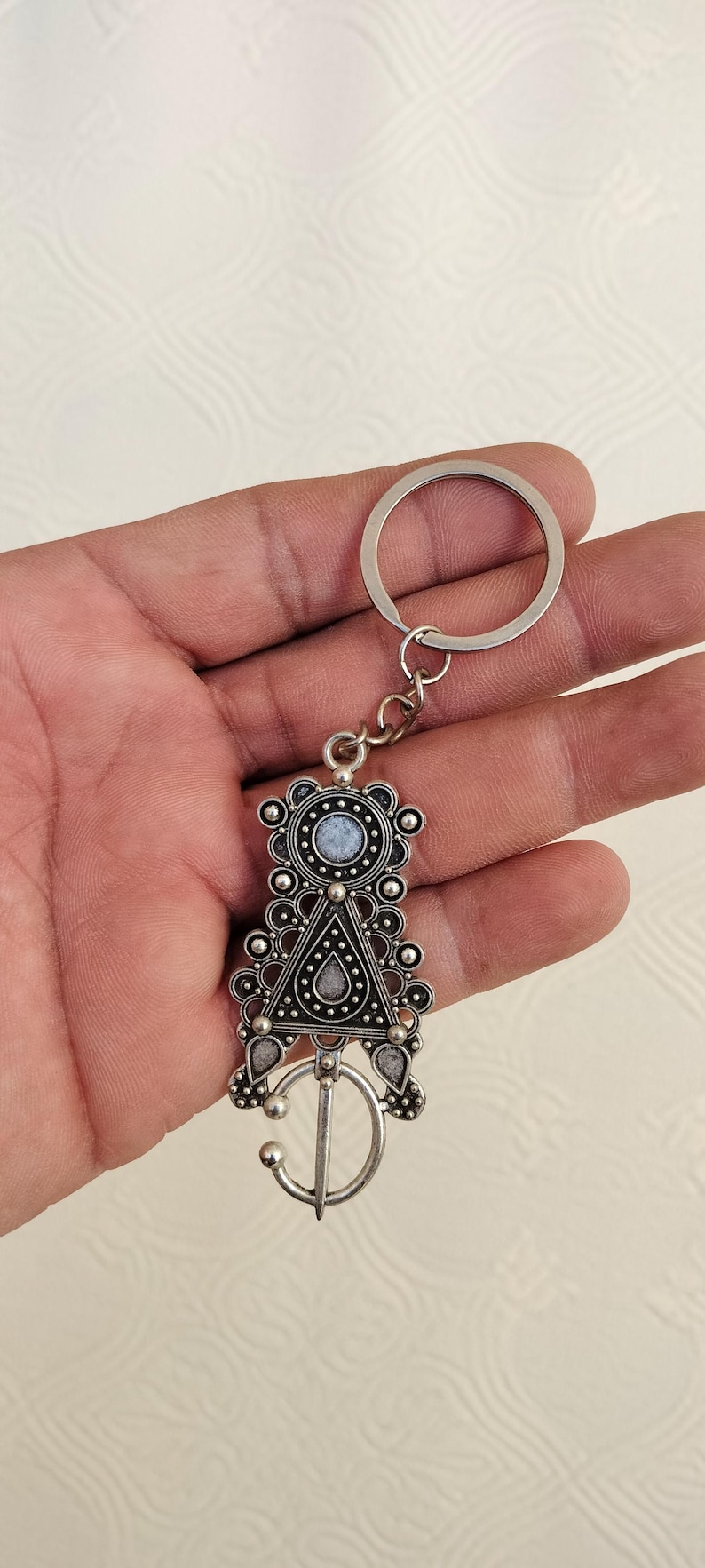 Berber Amazigh Fibula Keychain, Tuareg Tribal Pendant Key Ring, Silver ...