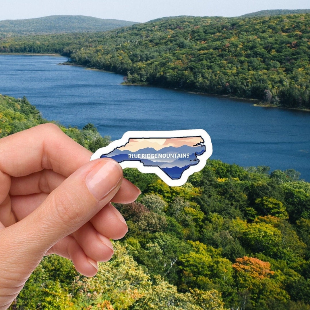Blue Ridge North Carolina State Sticker, Waterproof Vinyl Sticker, Blue ...