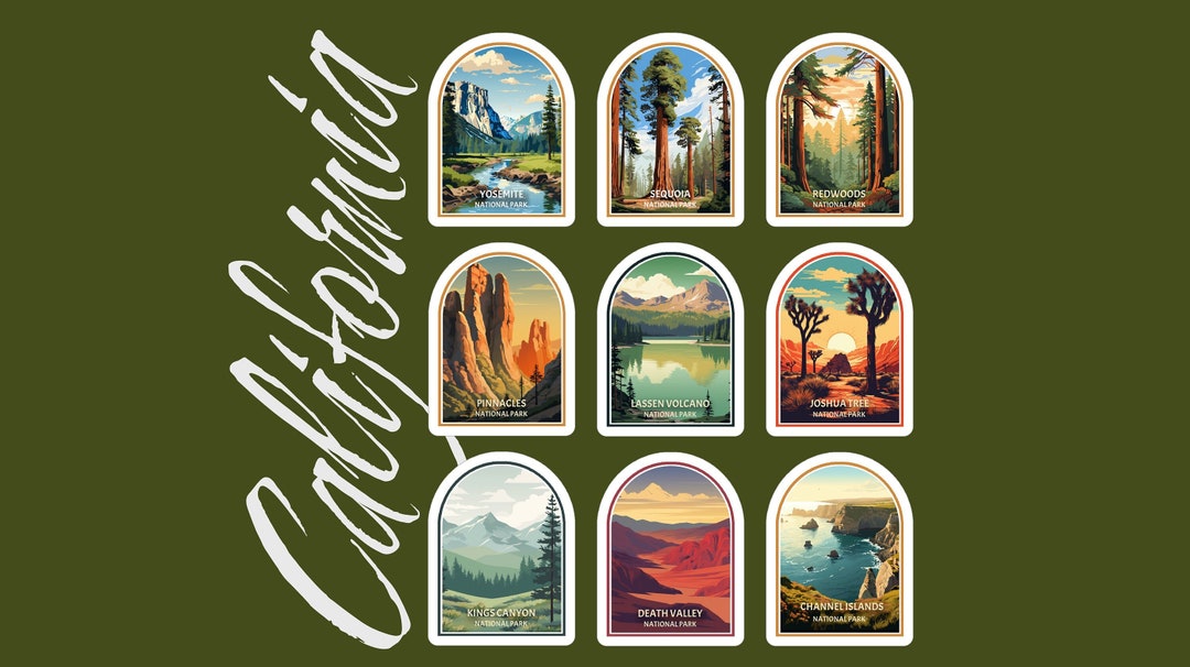 California National Park Sticker Pack, Waterproof Stickers, UV ...