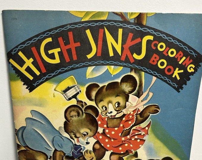 Vintage 1950 High Jinks Coloring Book Colored in Already - Etsy