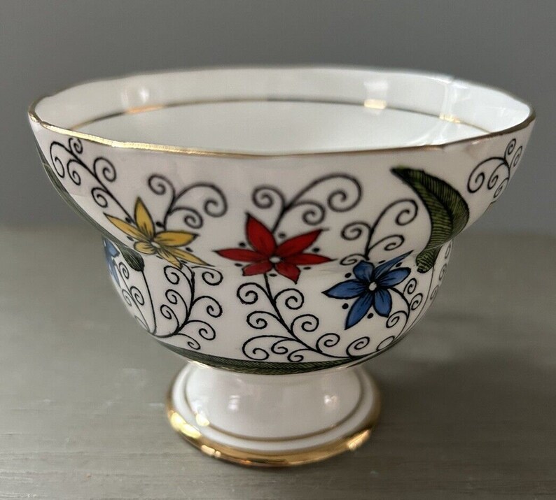 VTG Rosina 5384 Black White Bold Colors Bone China Teacup & Saucer ...