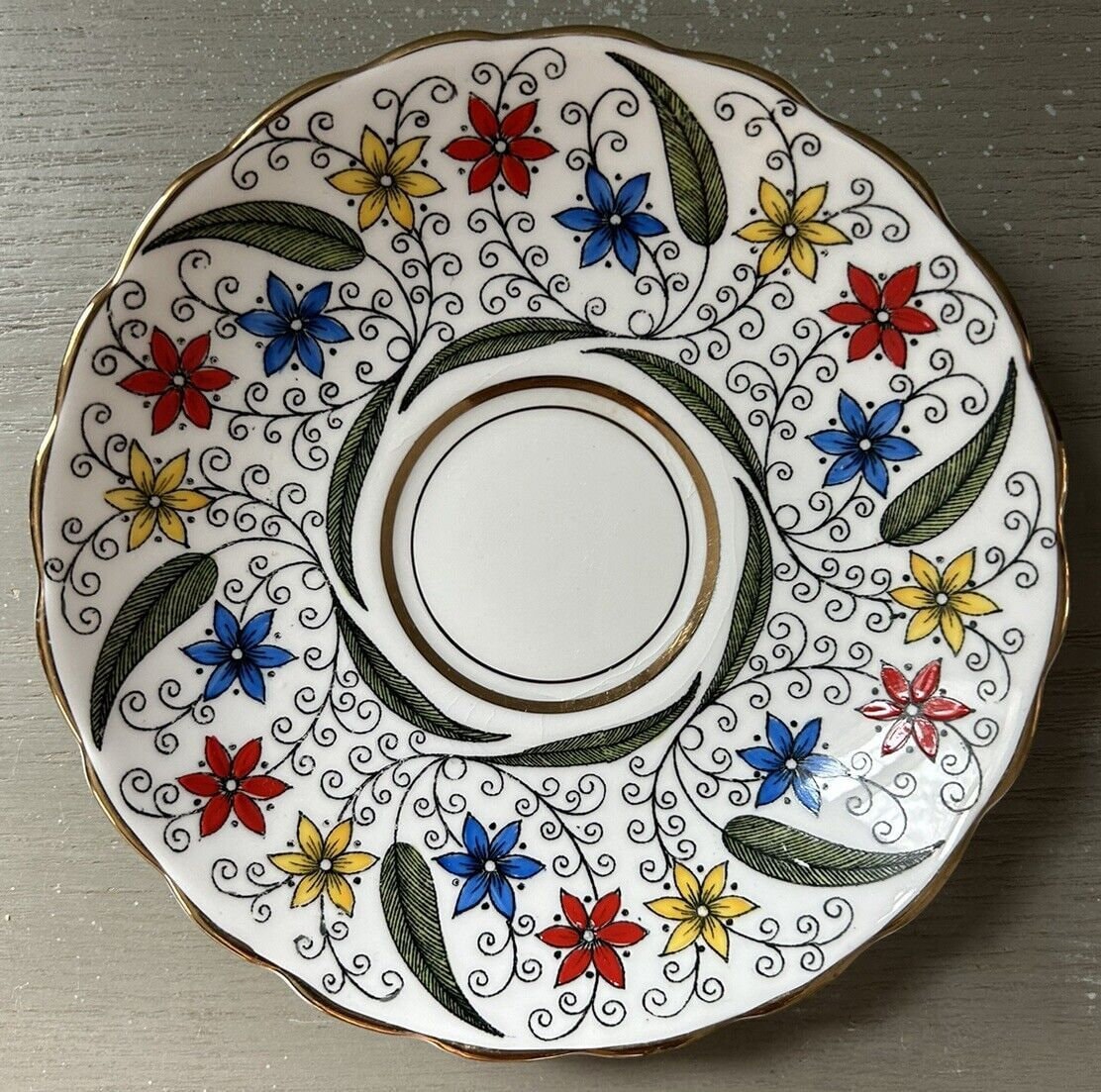 VTG Rosina 5384 Black White Bold Colors Bone China Teacup & Saucer ...