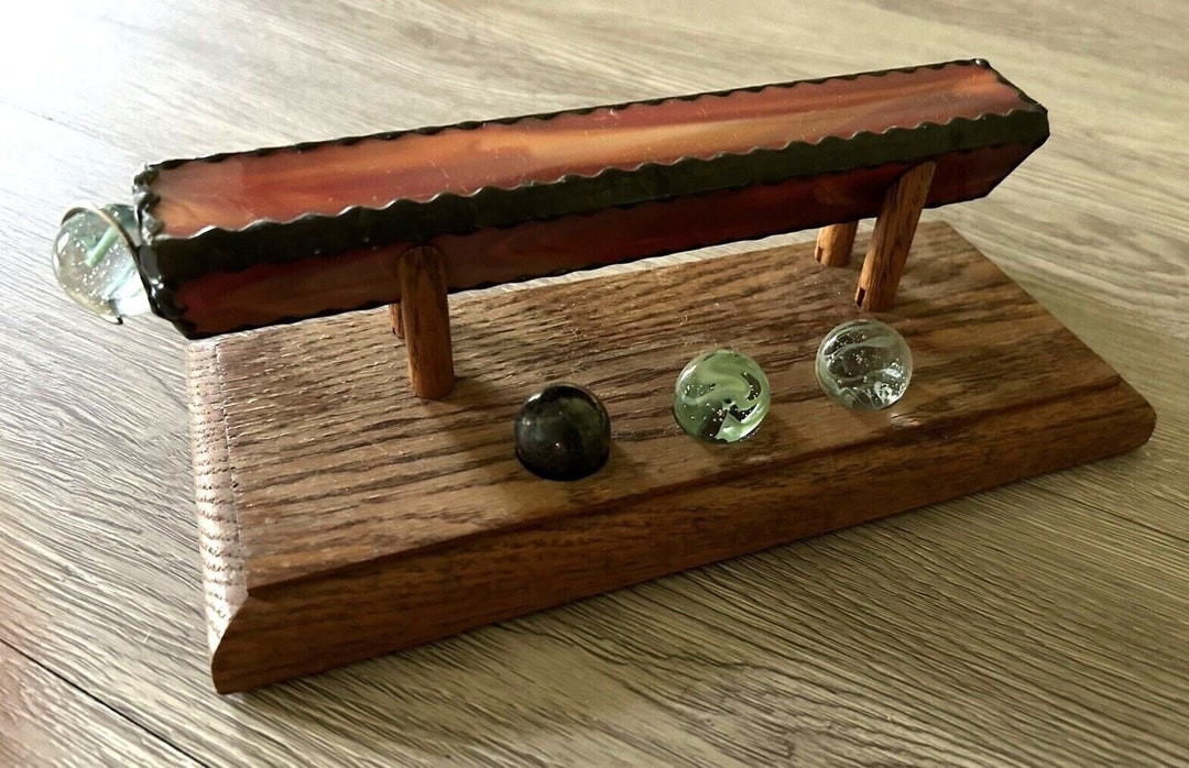Vintage Stained Glass Kaleidoscope Interchangeable Marbles With Wood ...