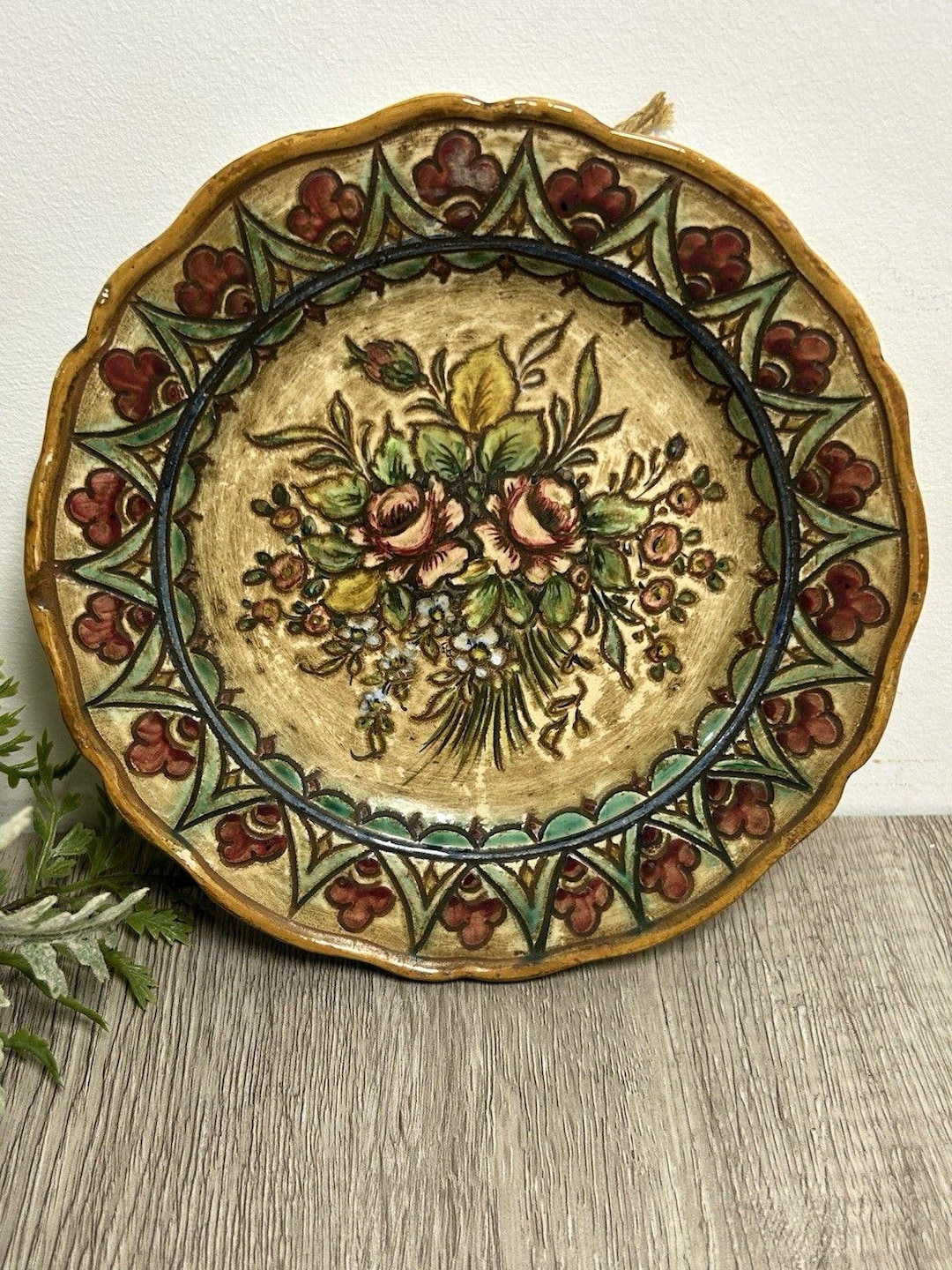 Vintage Decorative Wall Plate Rustic Floral Cottage Country 7 Scalloped ...