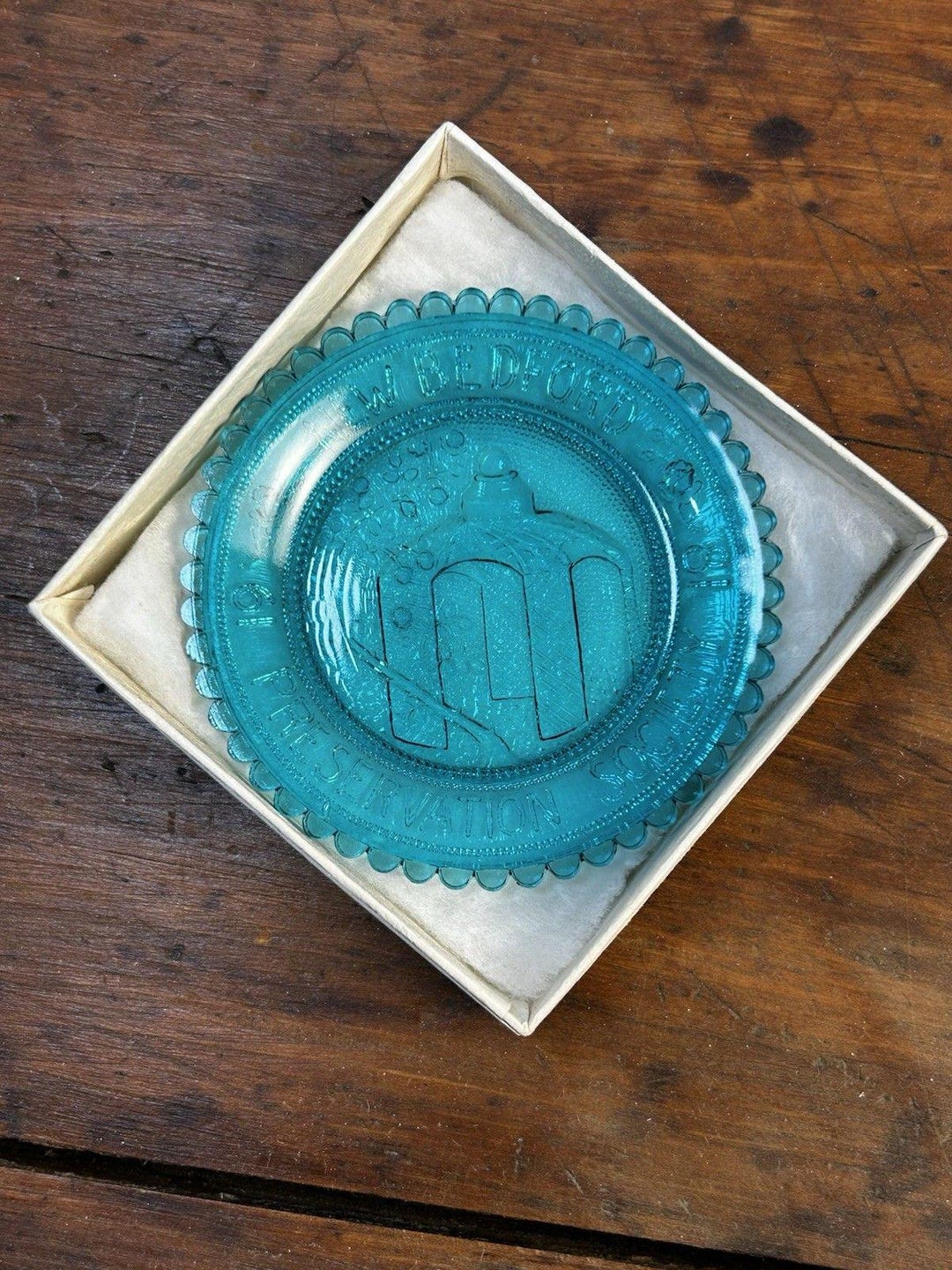 Vintage Pairpoint Glass Cup Plate Turquoise New Bedford Preservation ...