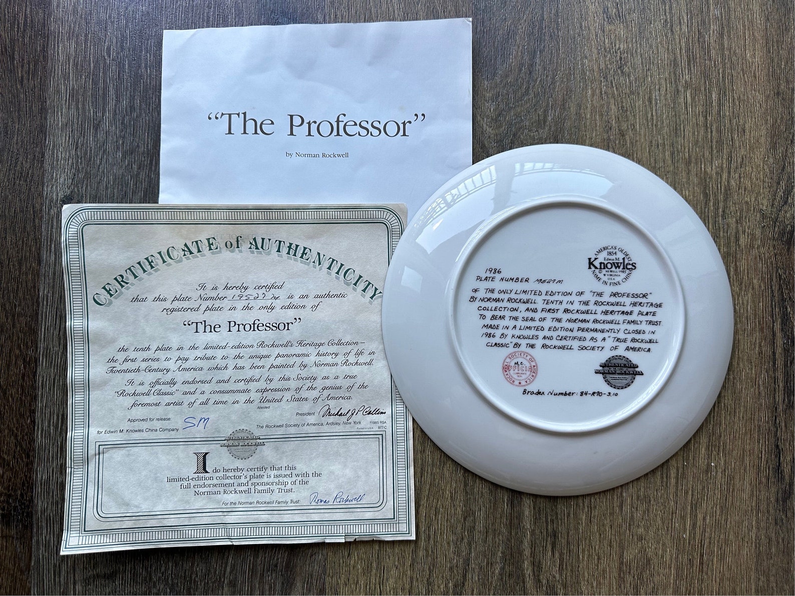 Vintage Norman Rockwell “the Professor” by Knowles, Plate #19527M - Etsy