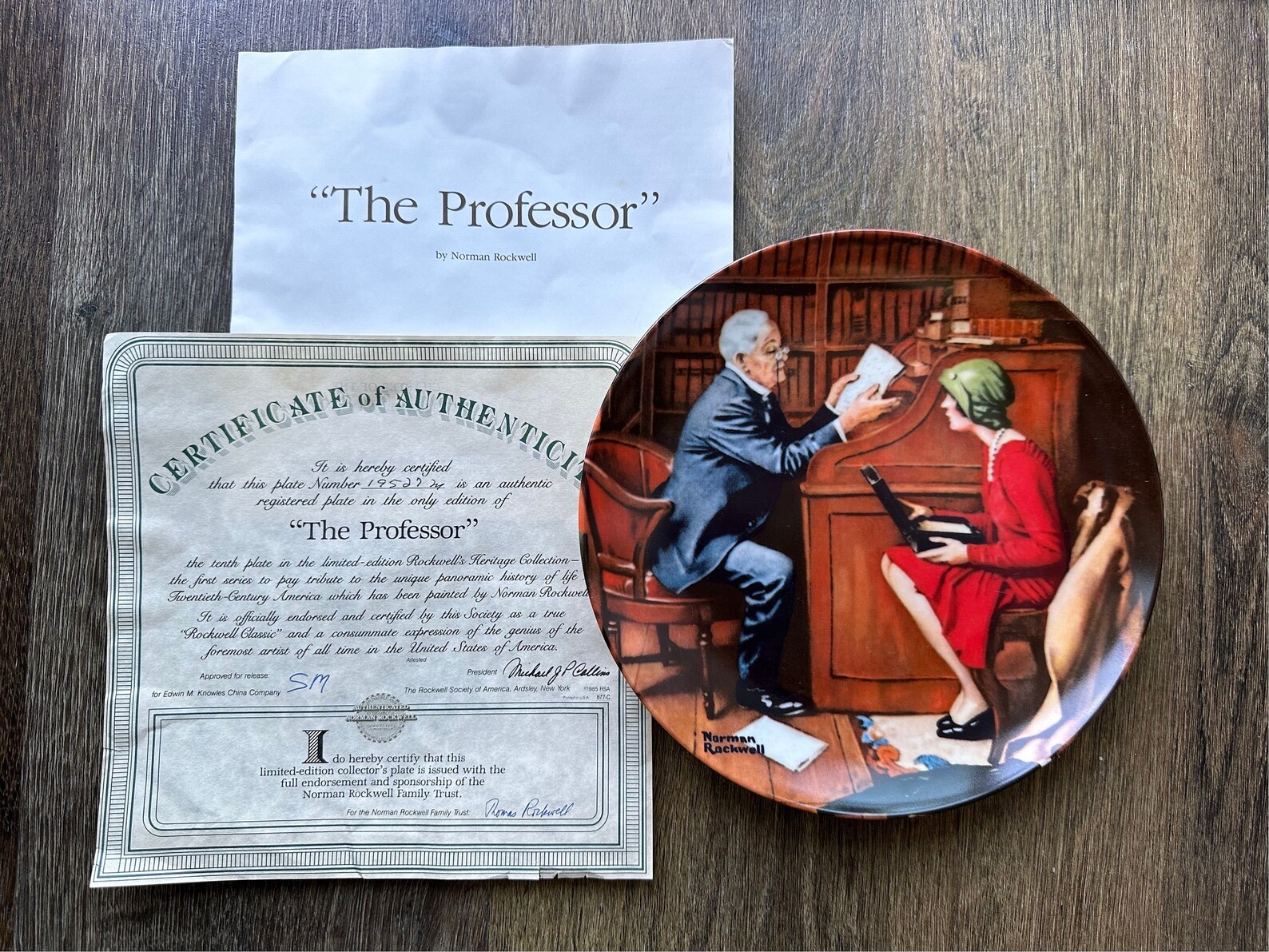 Vintage Norman Rockwell “the Professor” by Knowles, Plate #19527M - Etsy