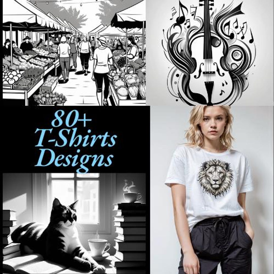 65 T Shirt Designs Bundle Unique, Modern T-shirt Hoodie Design, Pencil ...