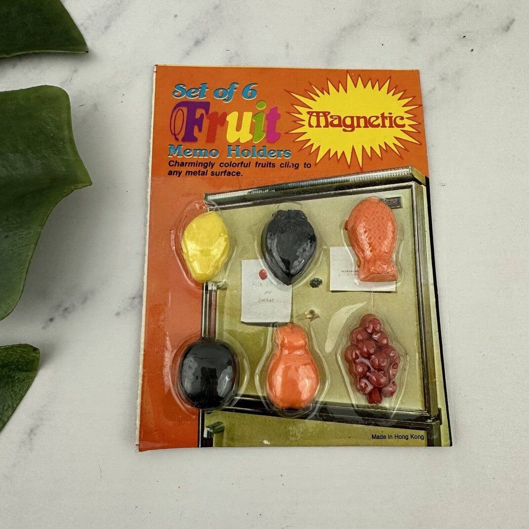 Vintage 70s Fruit Shaped Memo Holders Fridge Magnets NOS Mini - Etsy