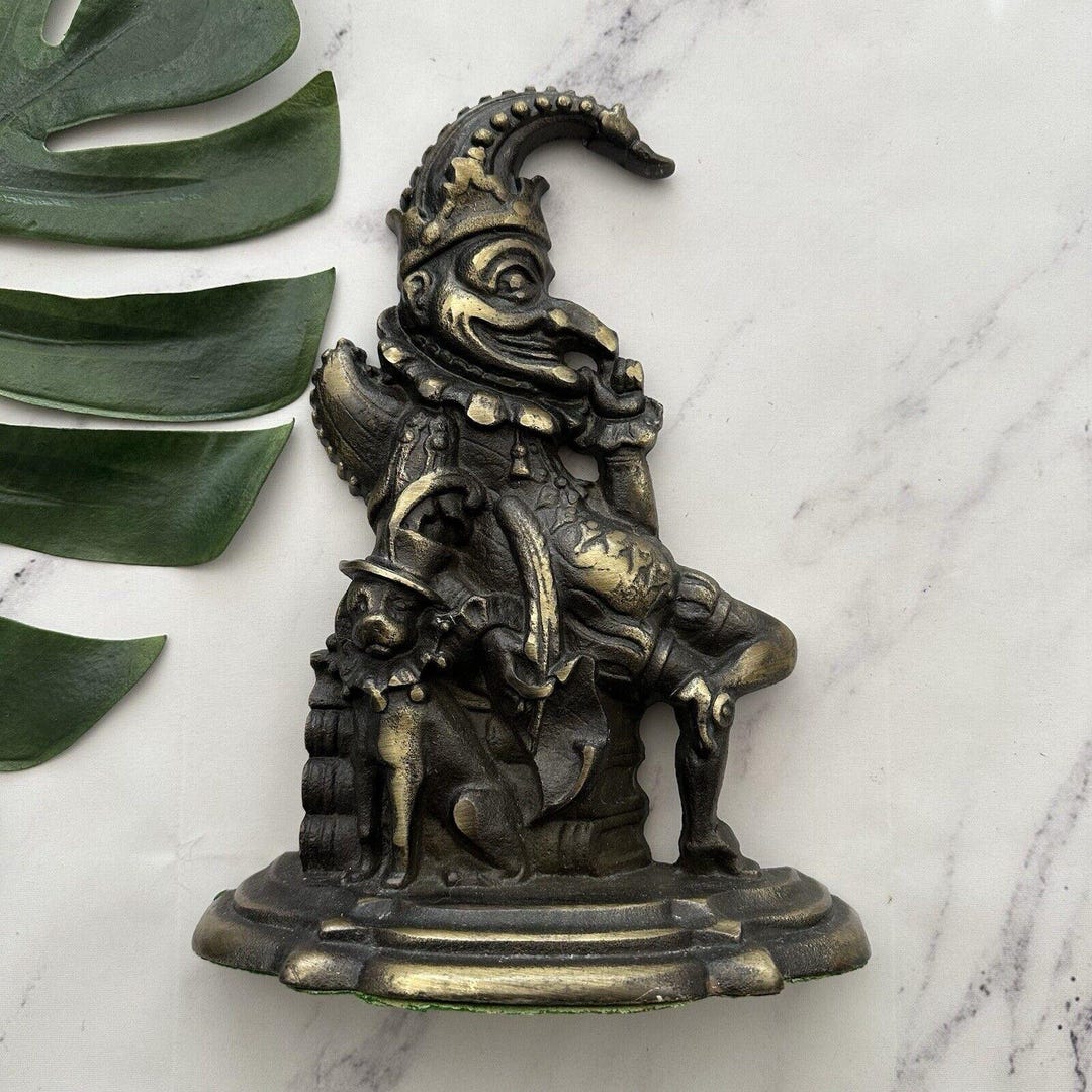 Vintage Cast Iron Punch Door Stop Metal Brass Tone Clown Jester Heavy ...