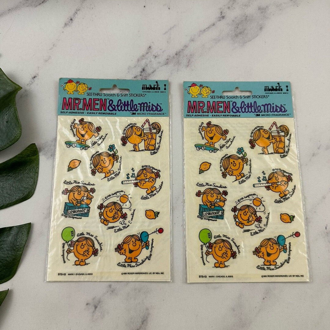 Mark Vintage Mr Men Little Miss Sunshine Scratch Sniff Stickers NOS ...