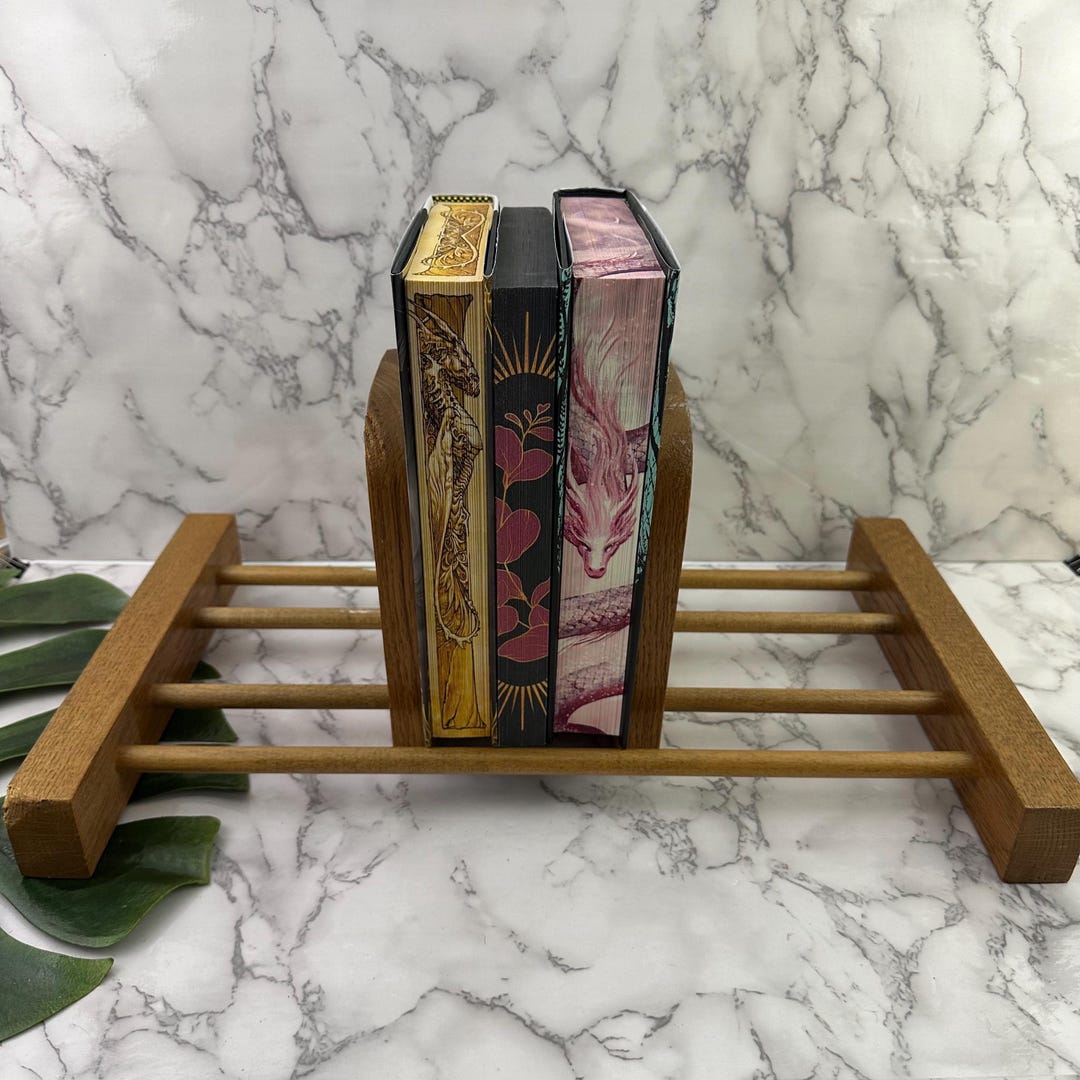 Vintage Solid Wood Sliding Book Rack Shelf Display Bookends Decor - Etsy