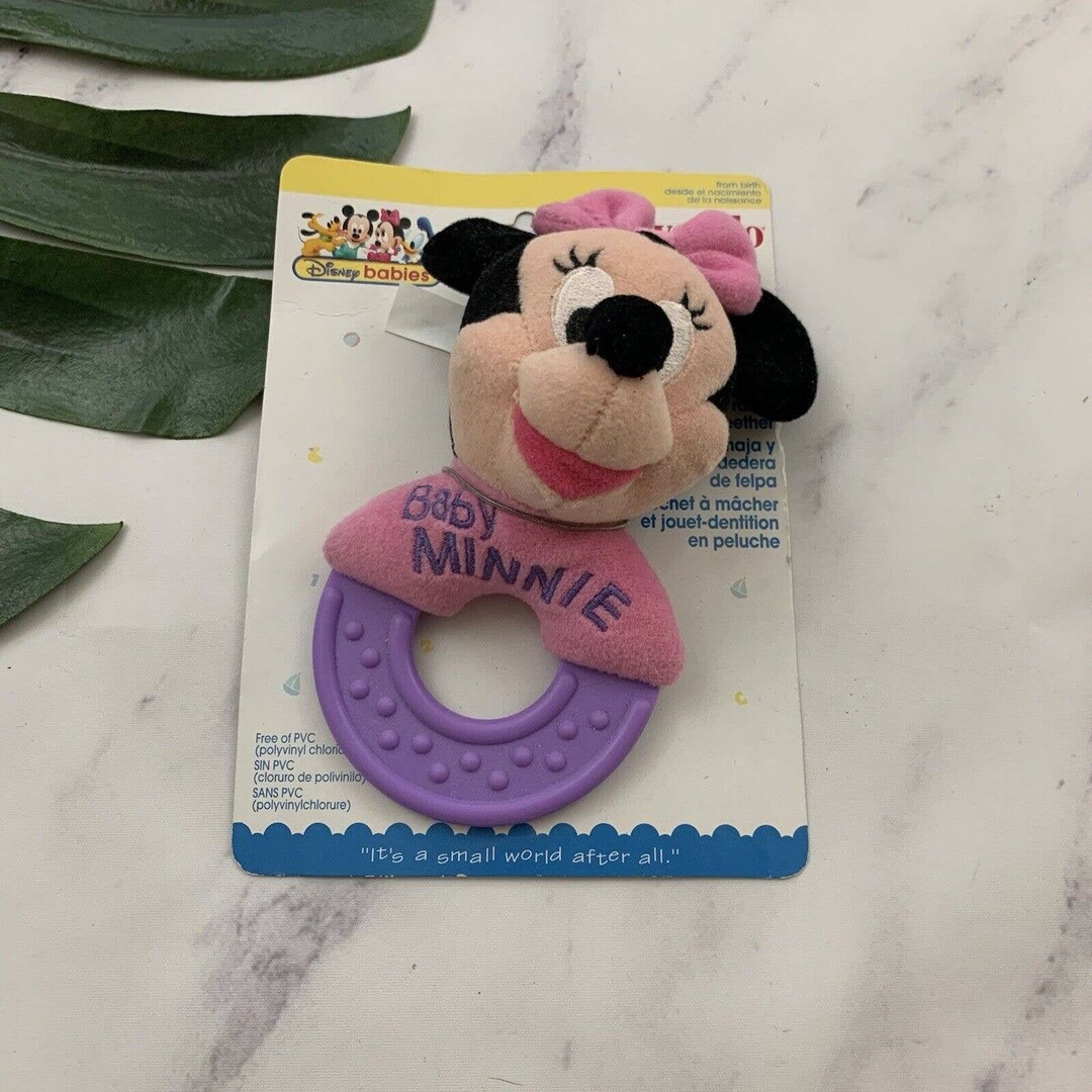 Vintage Evenflo Disney Baby Minnie Mouse Plush Rattle Teether New Pink ...