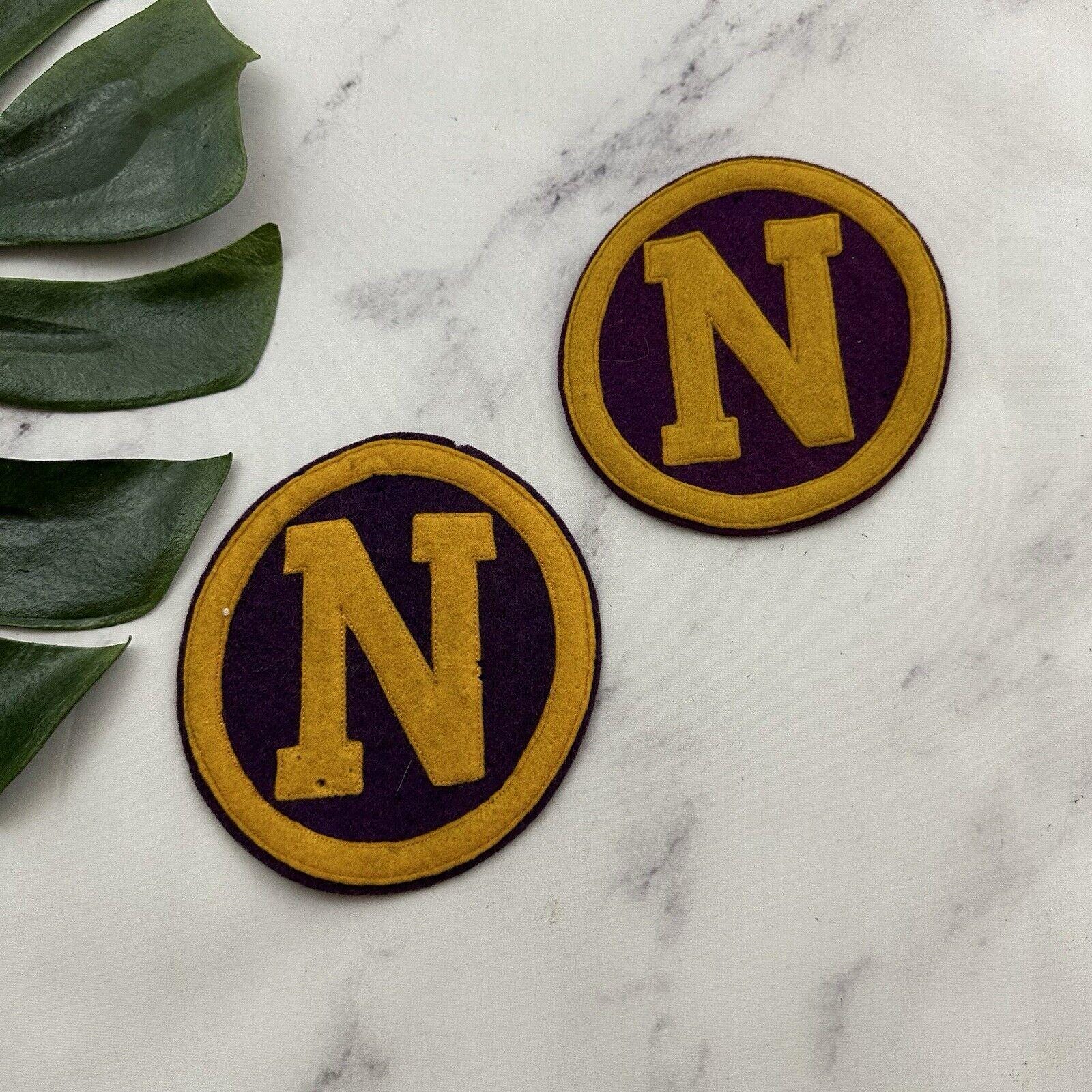 Vintage Letterman Jacket Felt Patch Set of 2 Letter N Purple Gold ...