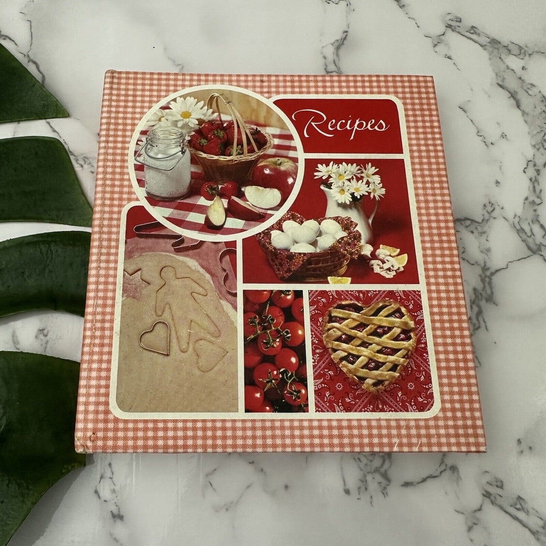 Hallmark Vintage Recipe Book File Binder Small Red Check Unused 80s ...