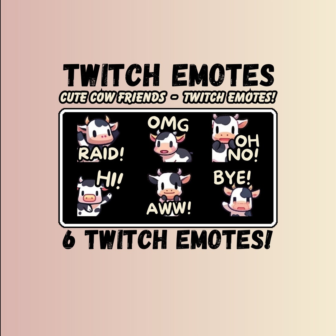 Set of 6 Cute Cow Friends Twitch Emotes, Twitch Sub Emotes, Cool Emotes ...