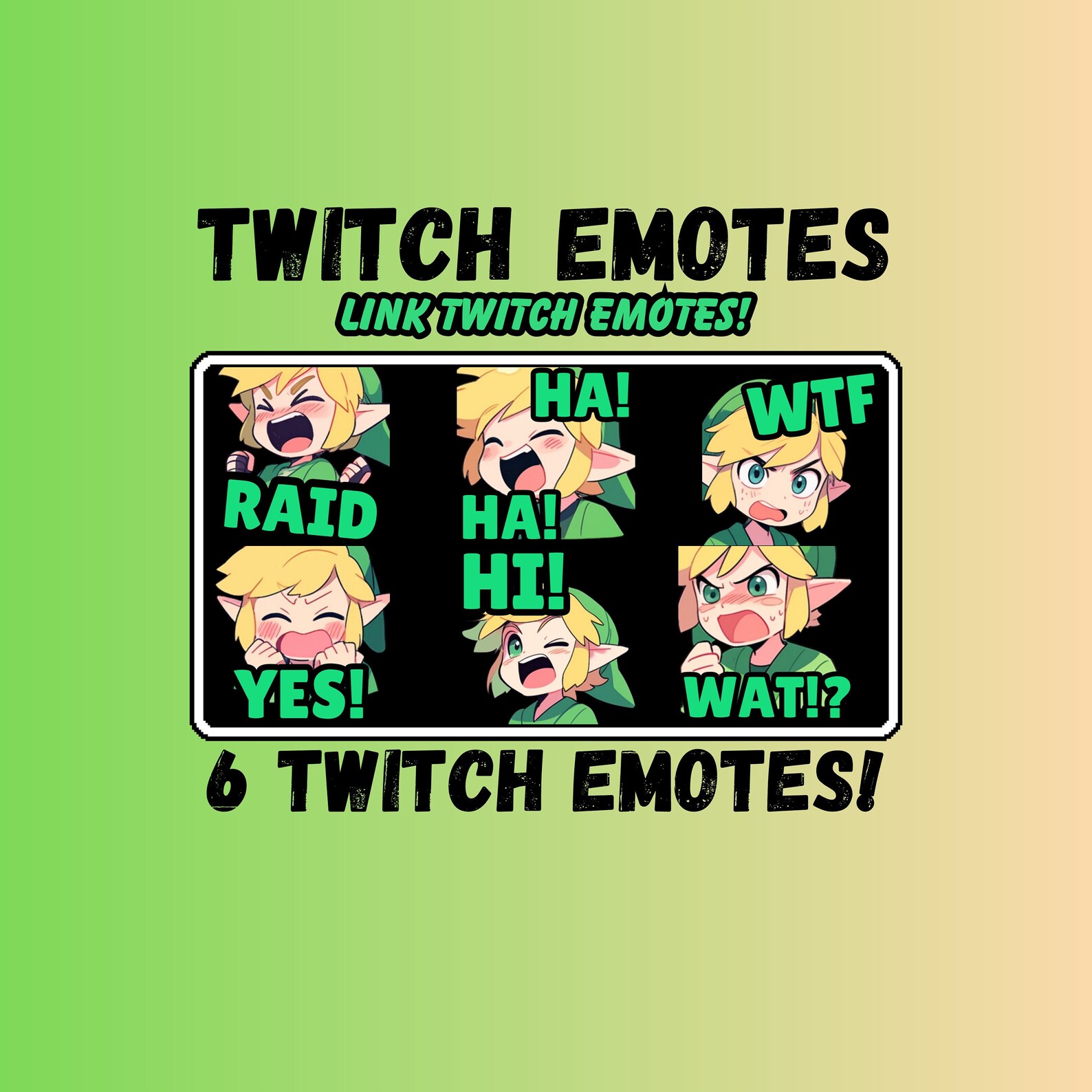 Set of 6 Link Twitch Emotes, Streamer Emotes, Twitch Sub Emotes, Cool ...