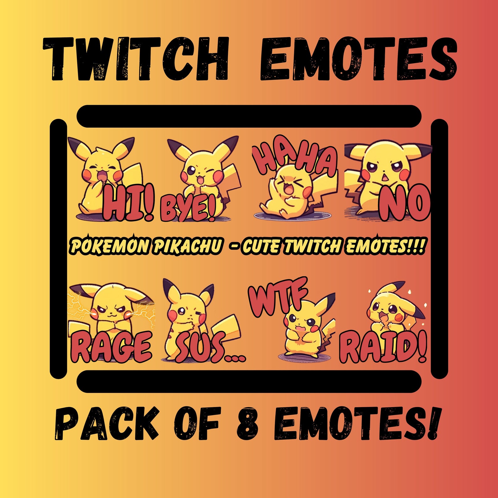 Set of 8 Twitch Emotes, Discord Emotes, Twitch Sub Emotes, Cool Emotes ...