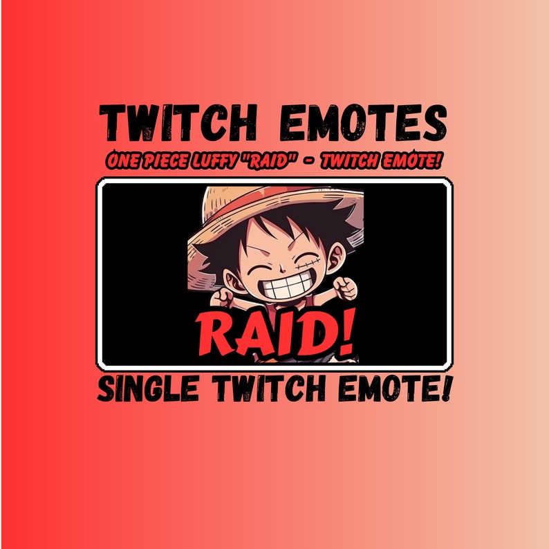 Luffy RAID Twitch Emote, Discord Emotes, Twitch Sub Emotes, Cool Emotes ...