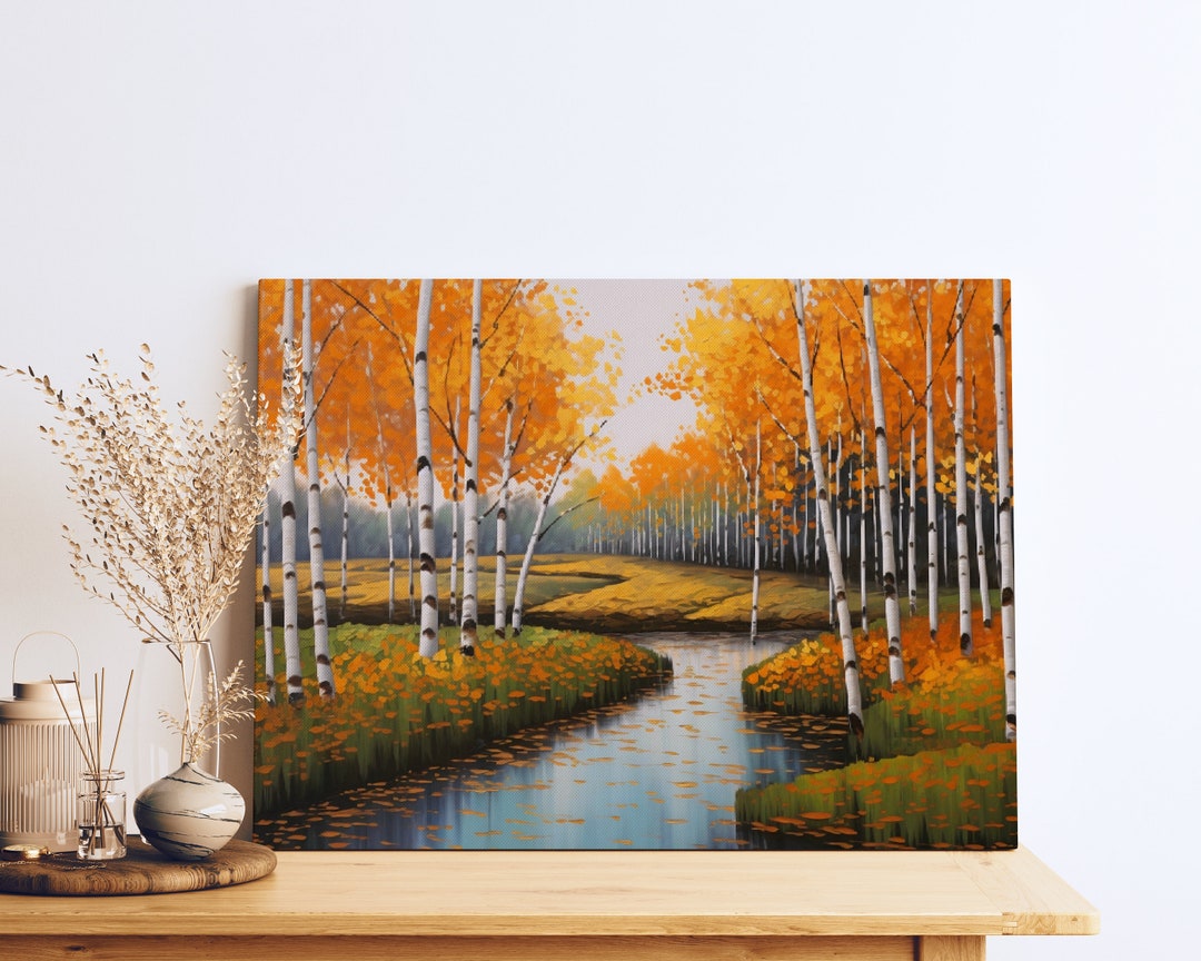Autumn Birch Trees Charles Wysocki & Qian Xuan Inspired Impressionist ...