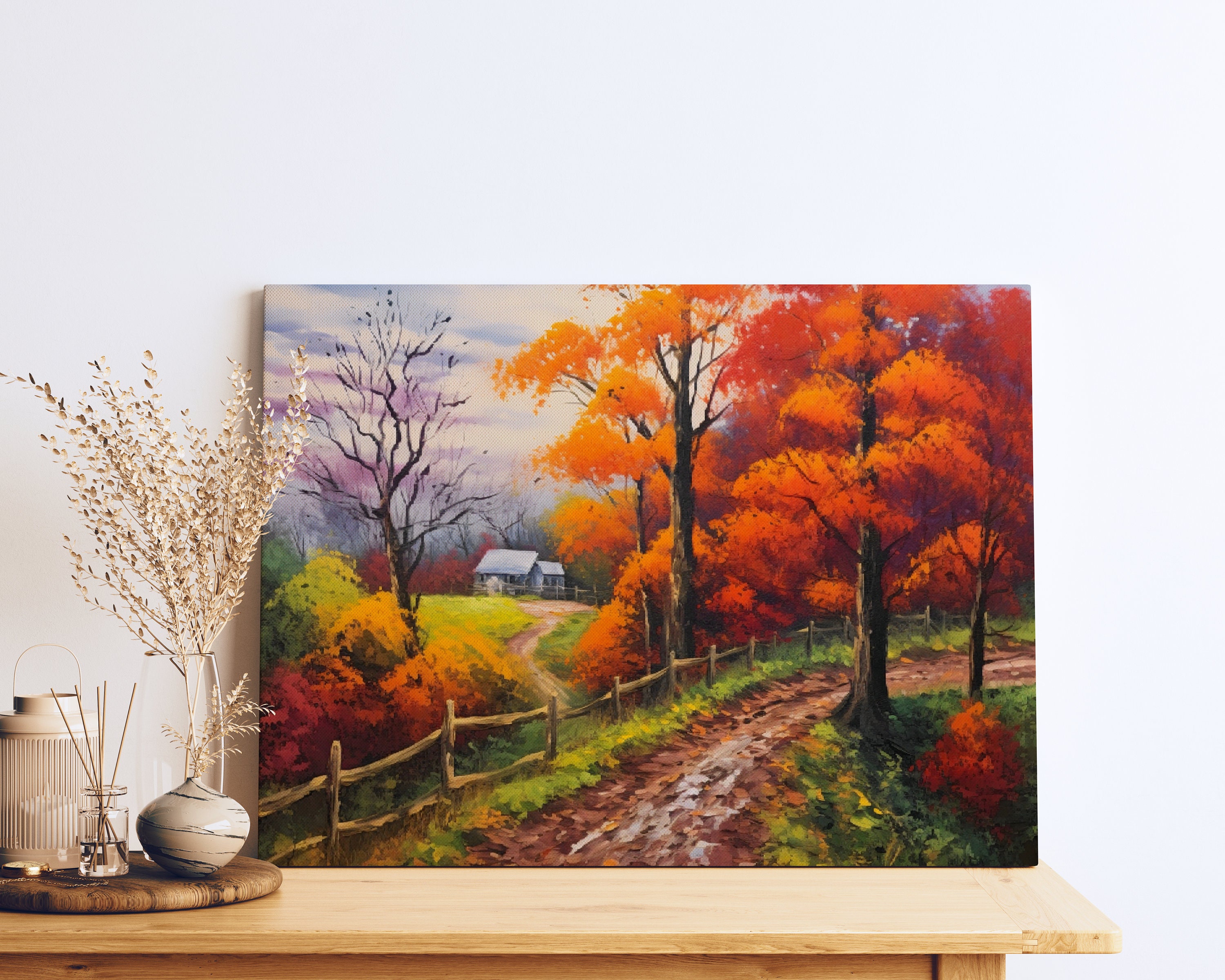 Autumn Wanderlust Chemin Vibrant En Automne, Art Acrylique ...