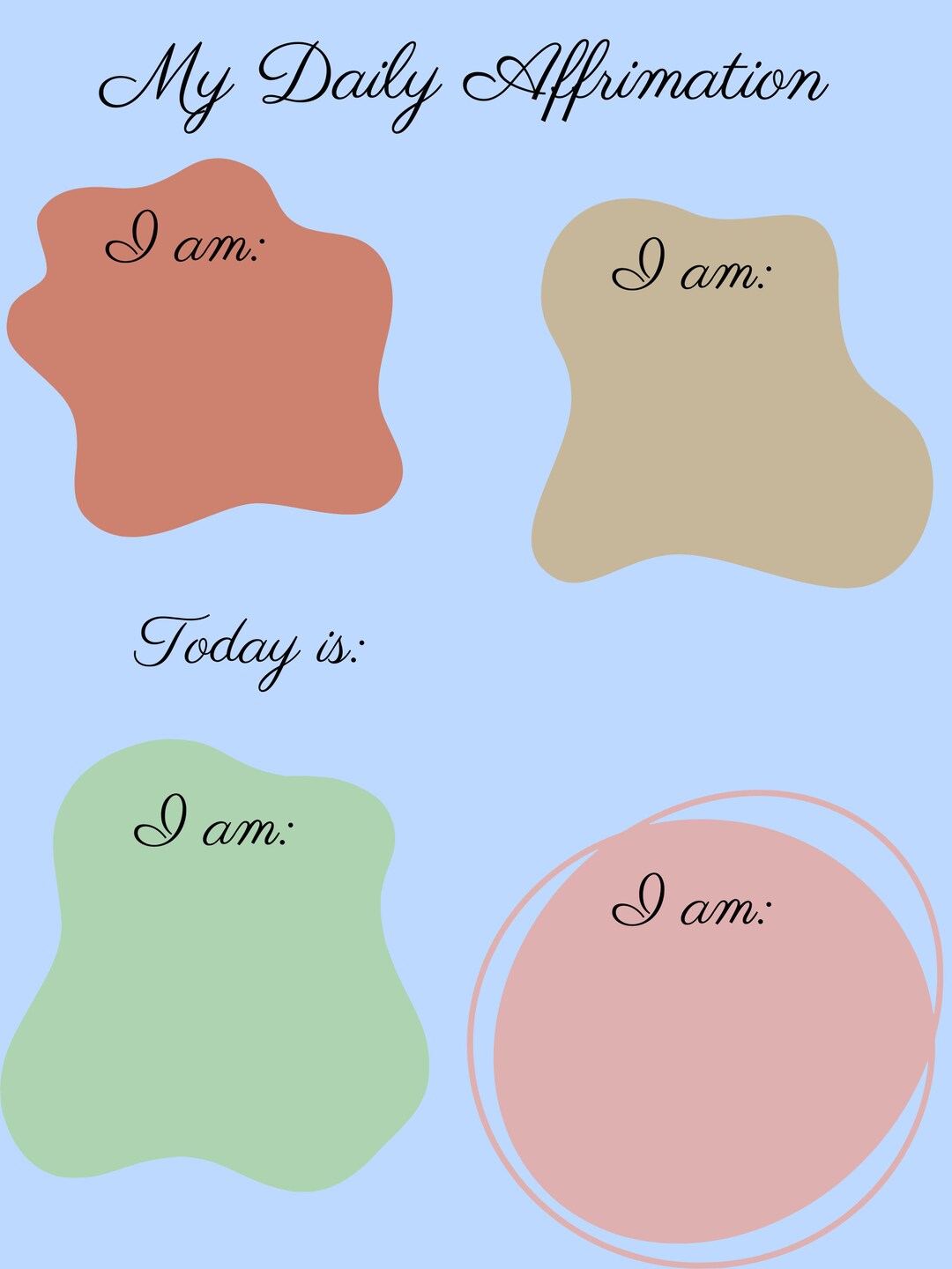 Daily Affirmation Chart to Fill Out - Etsy