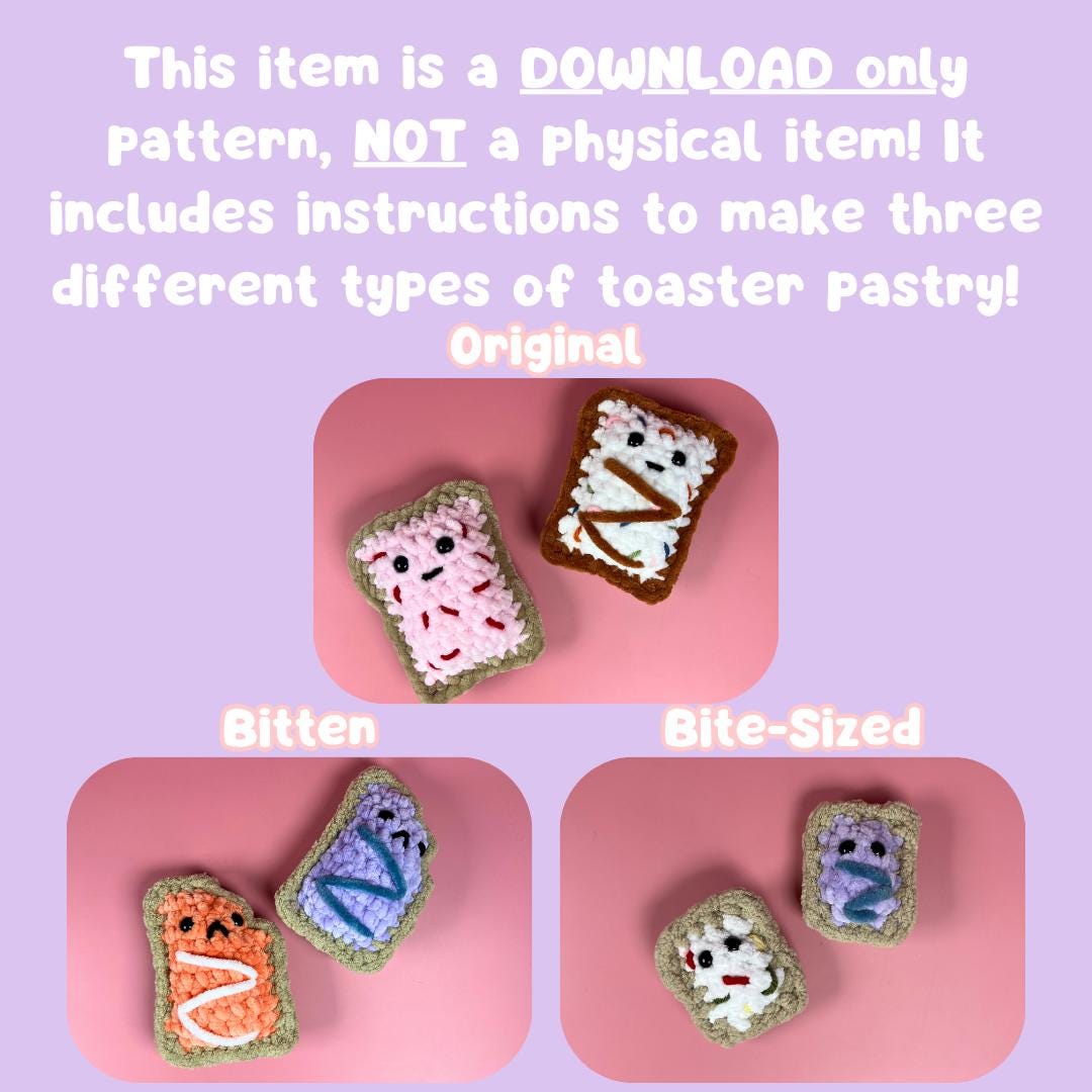 Toaster Pastry Crochet Pattern: 3-in-1 Poptart Plushie Pattern (PDF ...