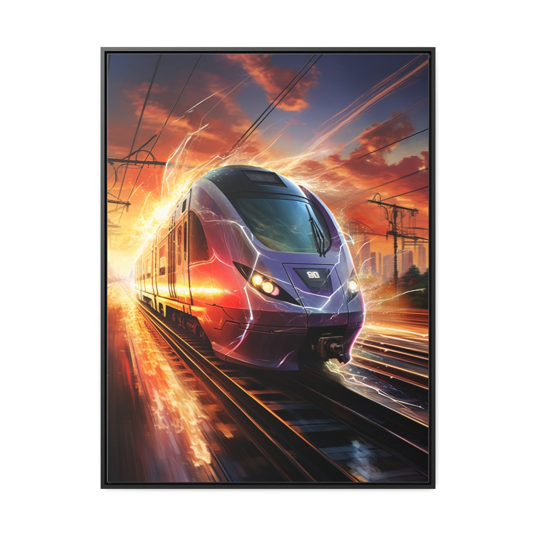 Speeding Commuter Train Art Prin - Etsy