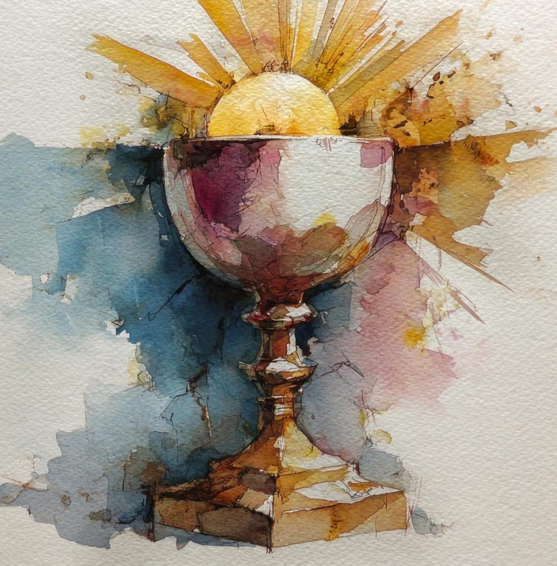 Chalice and Host Watercolor Print: Minimalist Eucharist Art (digital ...